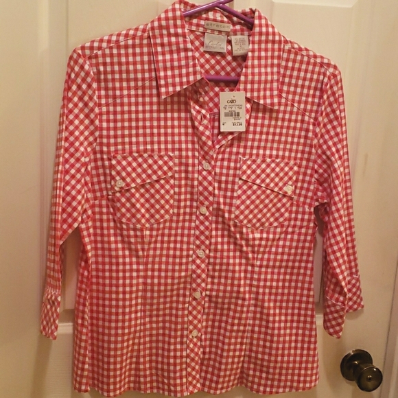Cato | Tops | Nwt 34 Length Red White Checkered Top | Poshmark